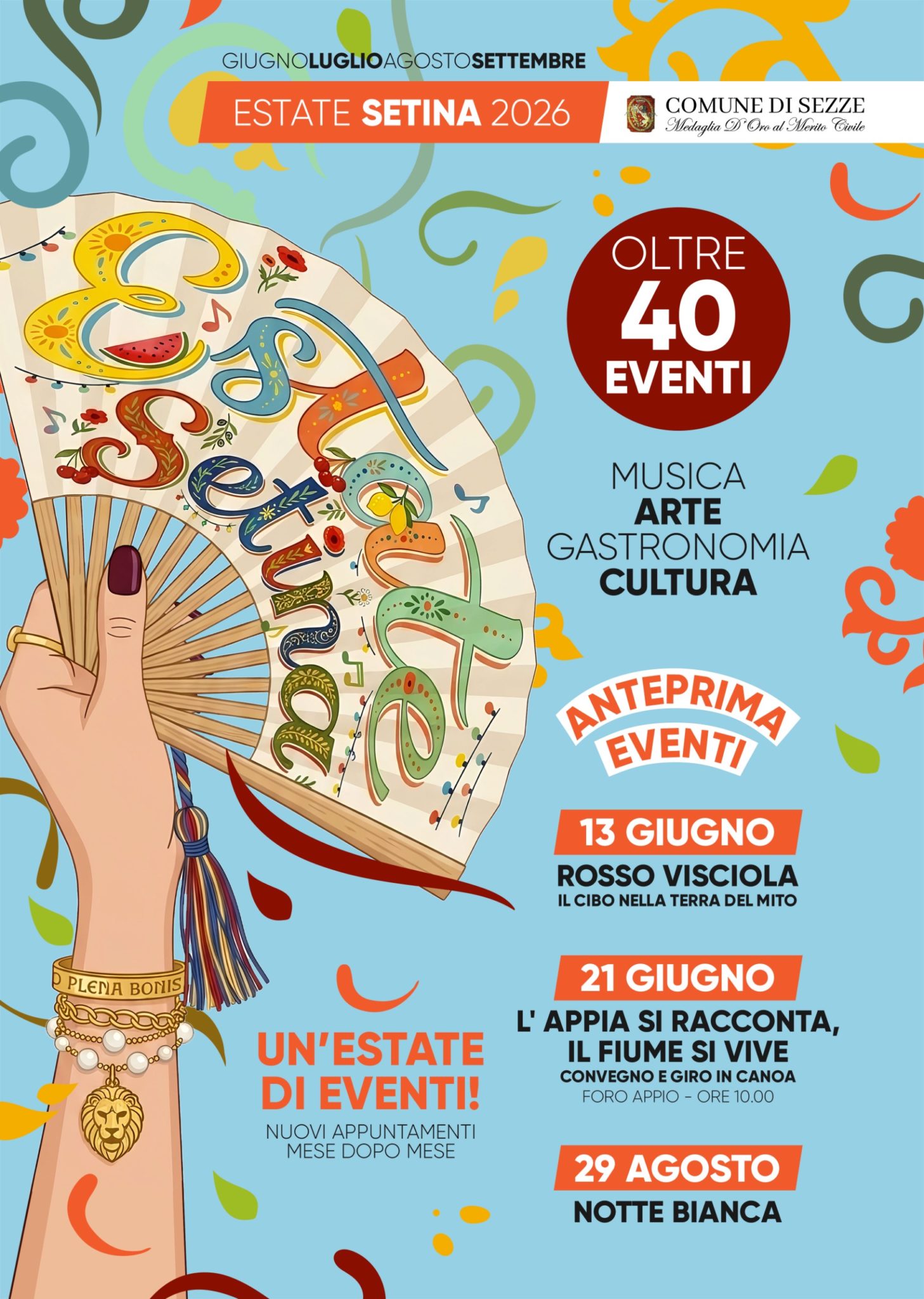 Estate Setina 2026, a Sezze oltre 40 eventi tra musica e tradizioni