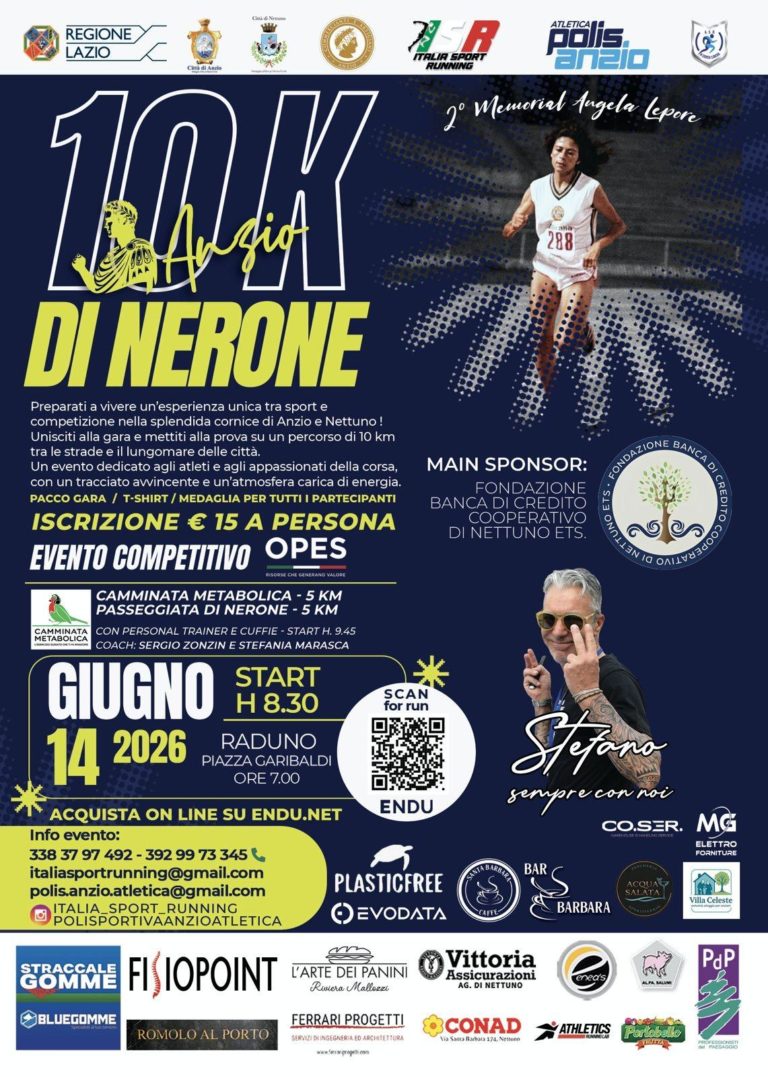 Podismo, Anzio e Nettuno corrono insieme: torna la 10 KM di Nerone